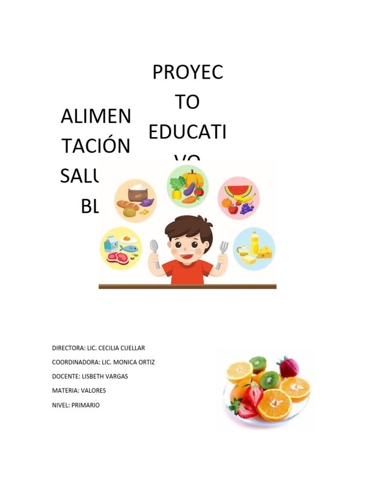 Proyecto de Alimentación Saludable Escolar | PDF | Nutrición | Dieta y ...
