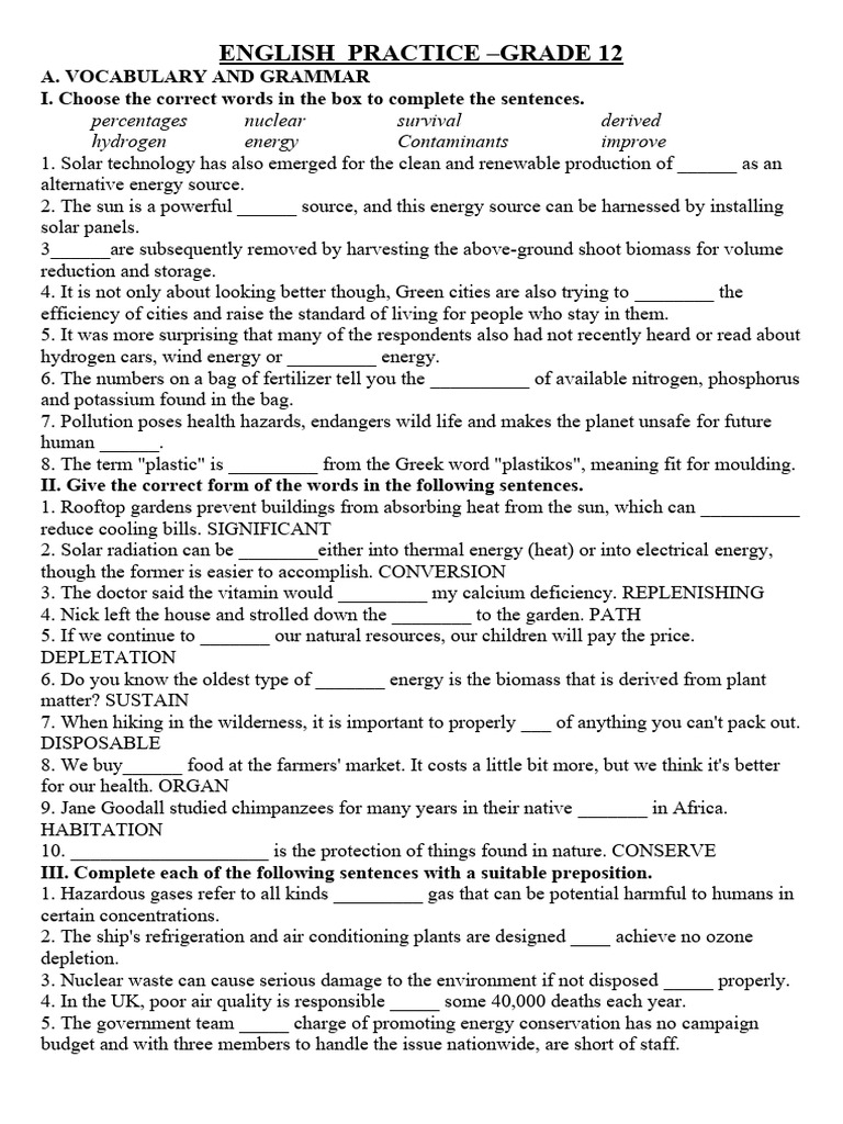 English Practice Exercises - Unit 3 - (Ko Key) | PDF | Climate Change | Greenhouse Effect
