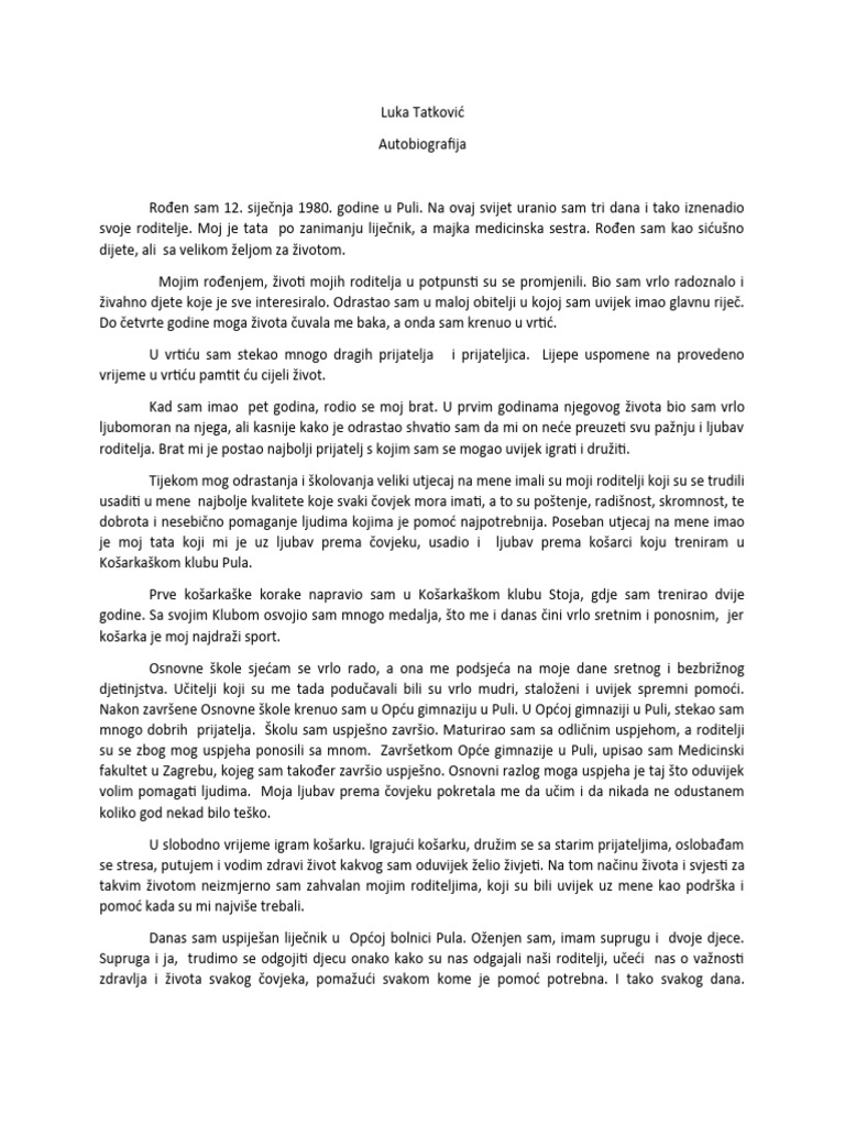 Autobiografija Izmišljene Osobe | PDF