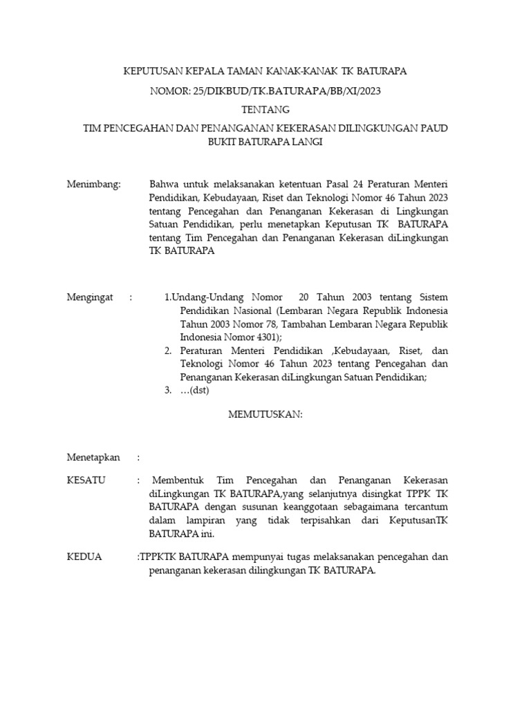 SK TPPK TK Baturapa | PDF