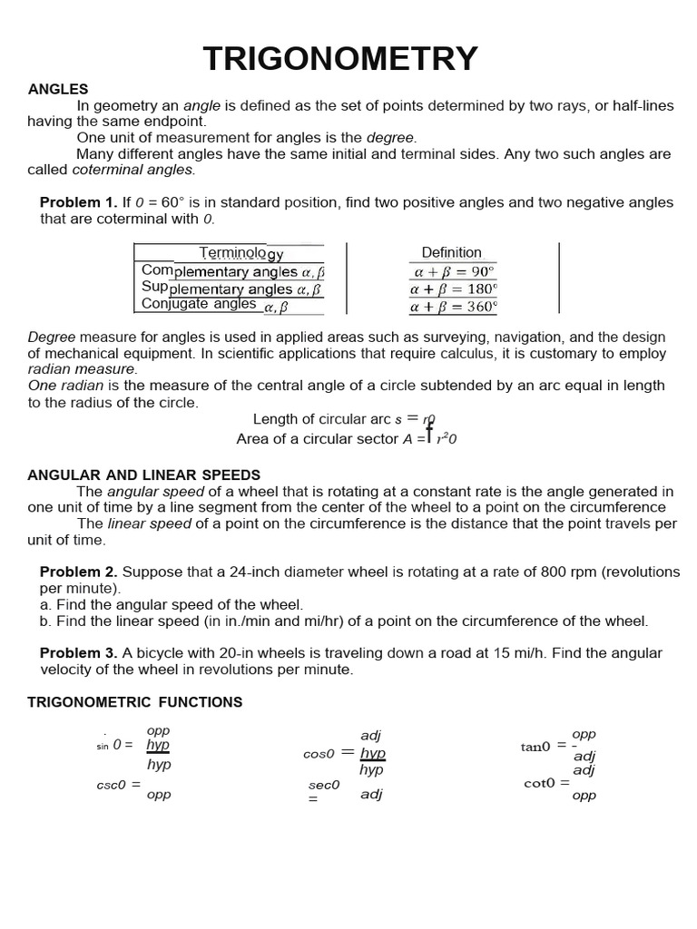 TRIGONOMETRY | Download Free PDF | Angle | Trigonometric Functions