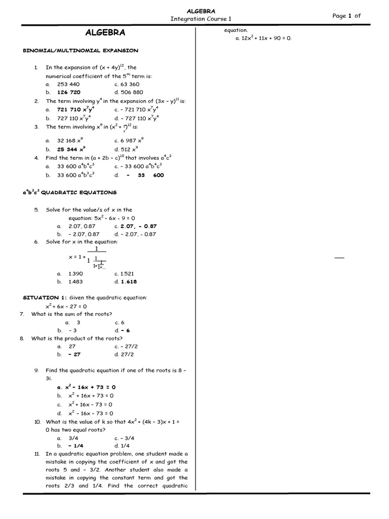 Algebra Print 1 | PDF | Algebra | Abstract Algebra