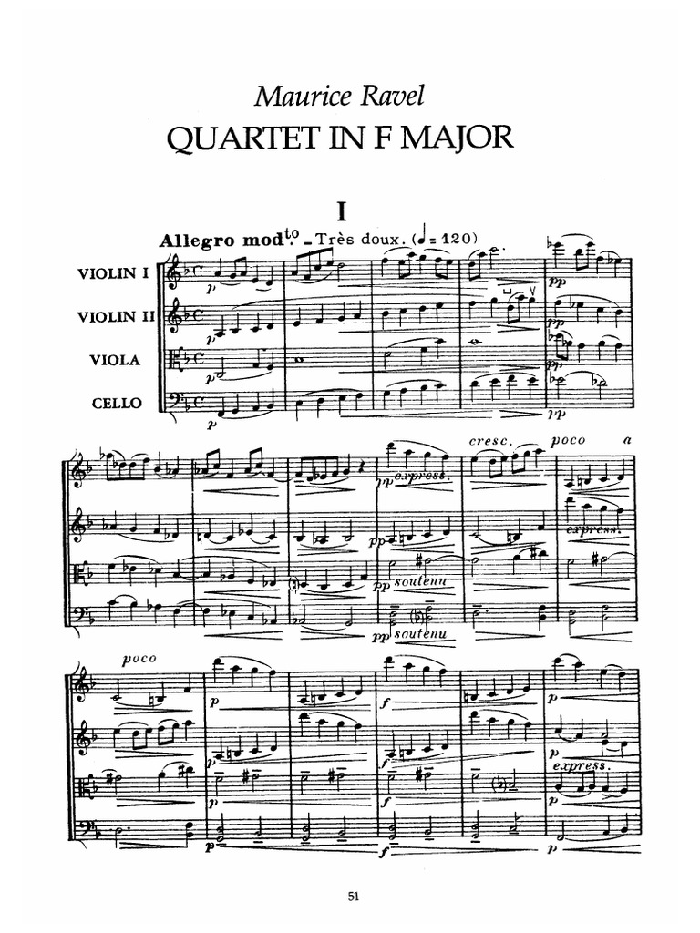 Ravel String Quartet in F Major - 1st Movement | PDF