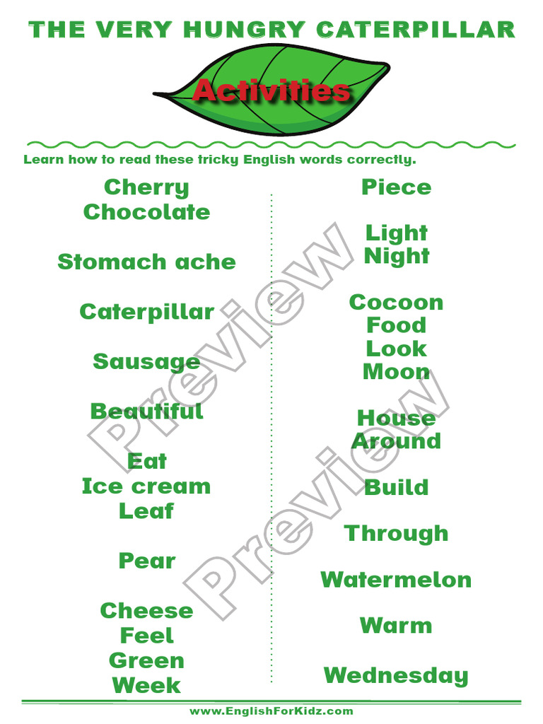 Hungry Caterpillar Activities Preview | PDF | Butterfly | Western Cuisine