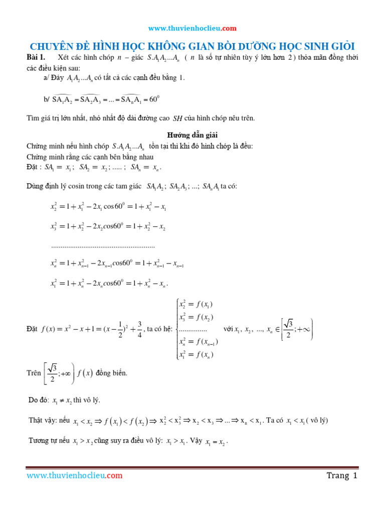 BDHSG Hinh Hoc Khong Gian | PDF