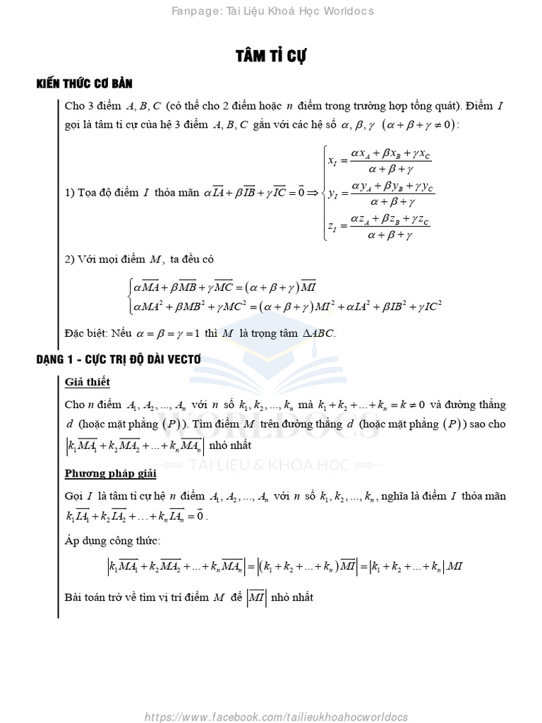 IG7 - Tâm tỉ cự giải toán Oxyz | PDF