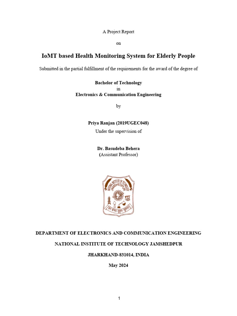 Project Final Report On IoMT Based Health Monitoring System For Elderly ...