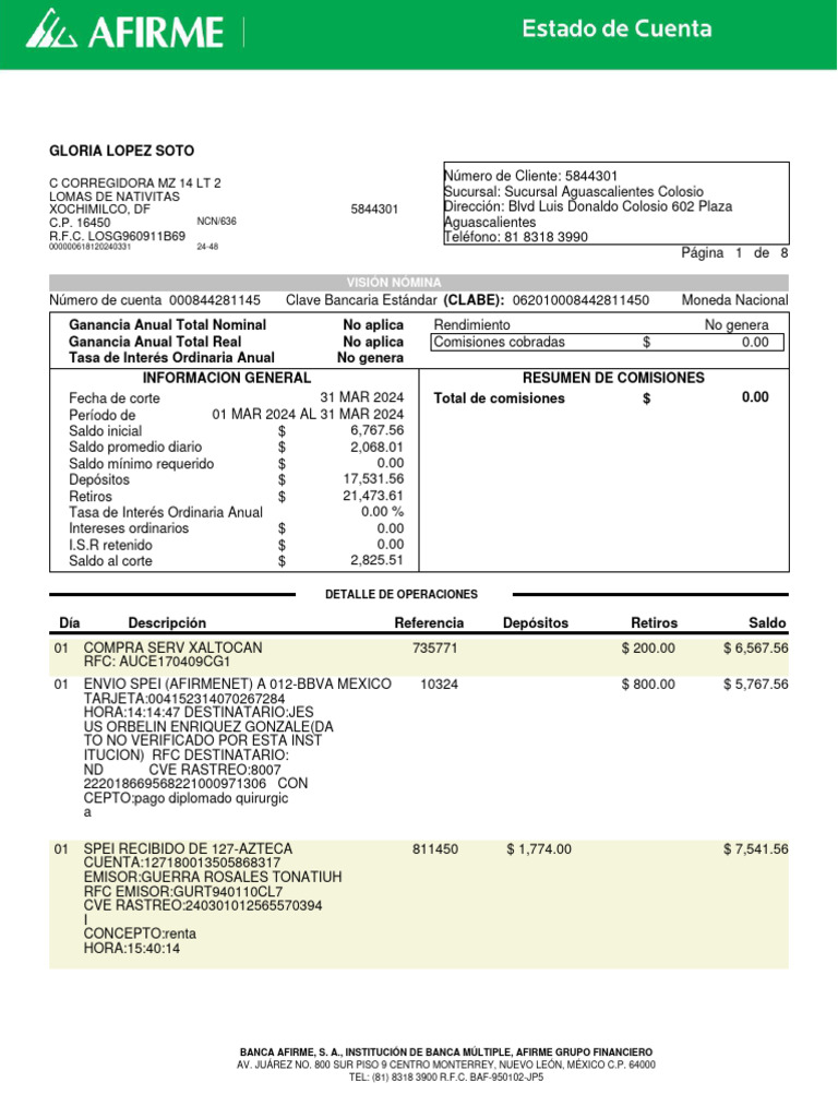 Estado de Cuenta | PDF | Dinero | Servicios financieros