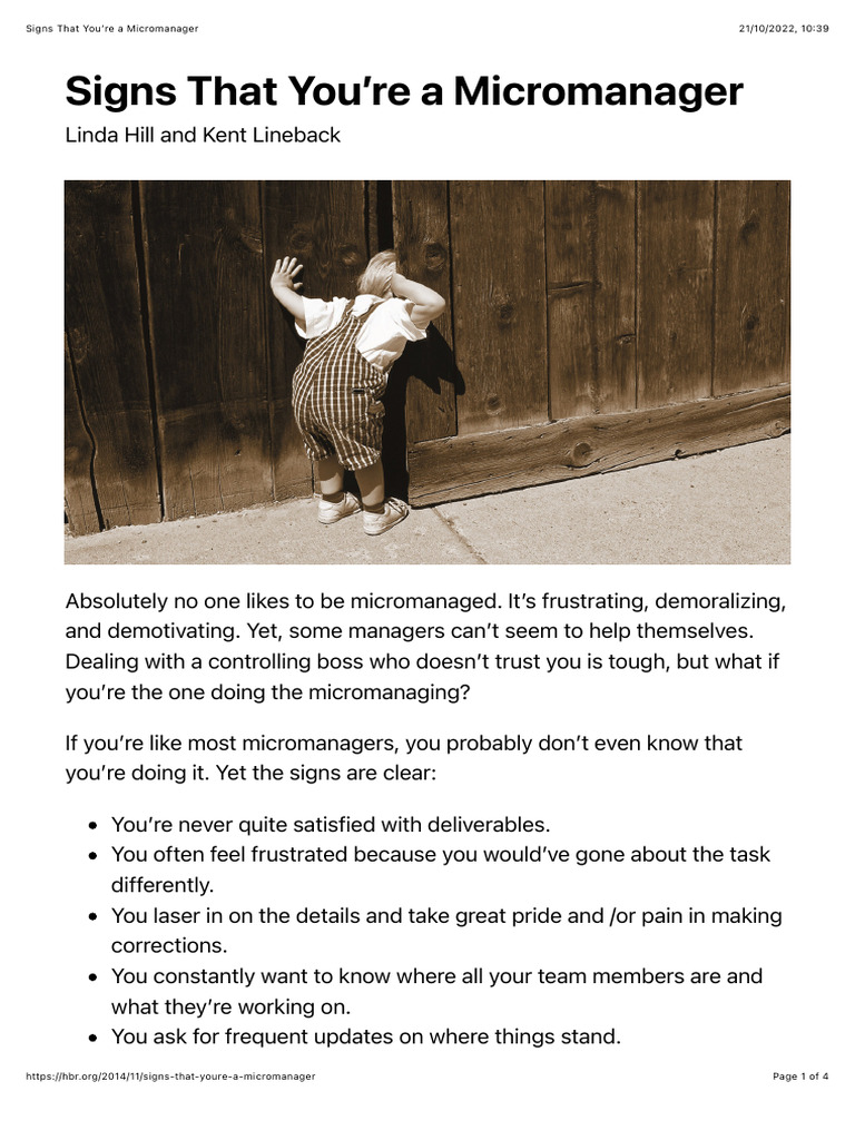 2 Signs That You're A Micromanager | PDF | Social Psychology | Psychology