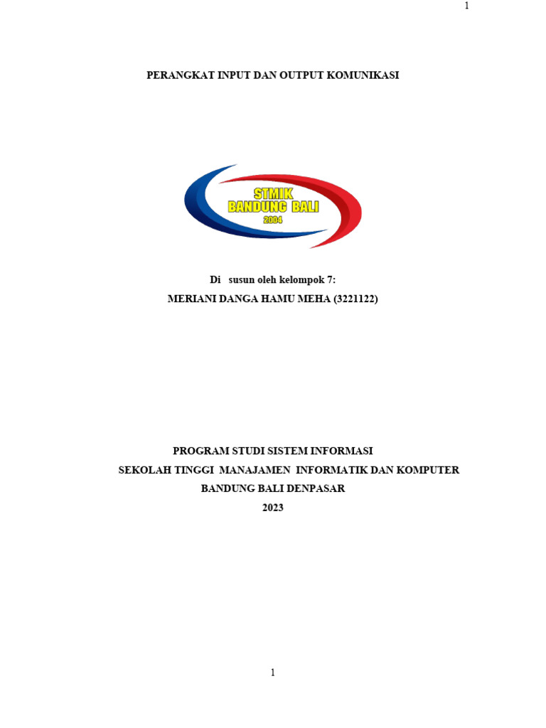 Perangkat Input Dan Output Komunikasi | PDF