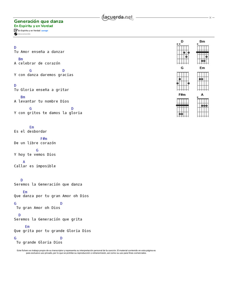 GENERACION QUE DANZA, en Espiritu y en Verdad - Acordes | Descargar ...