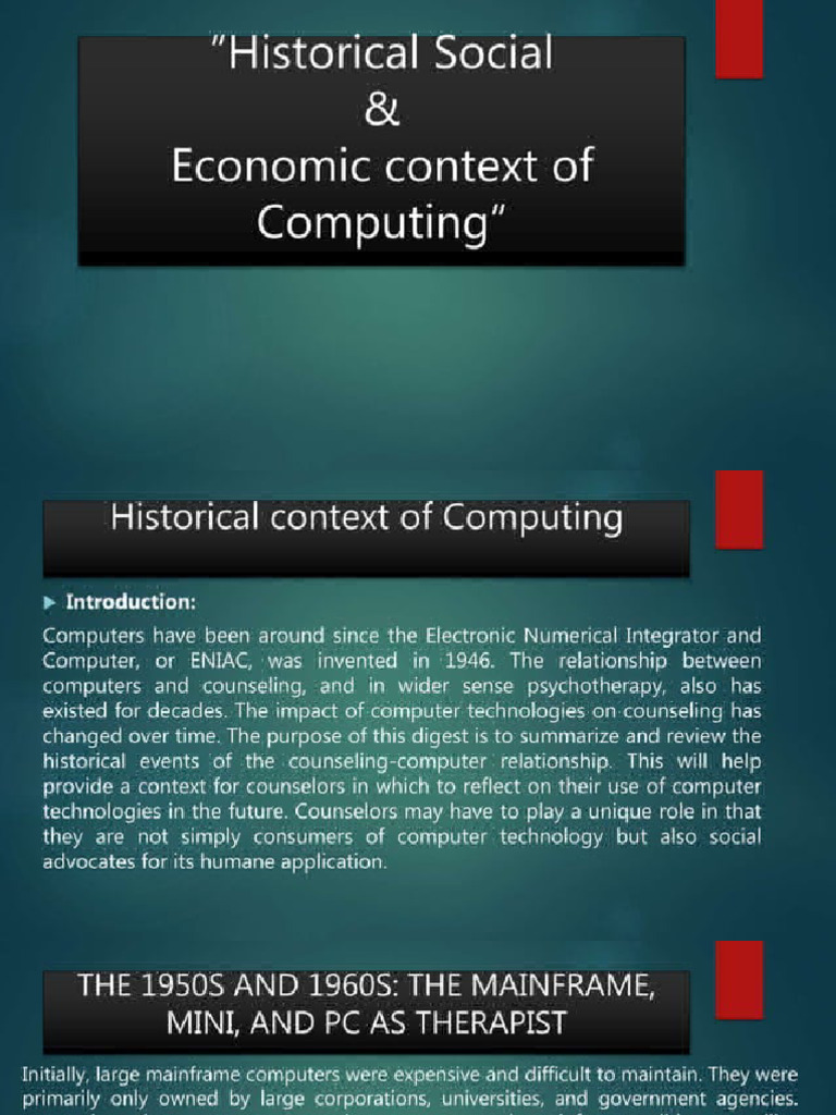 Historical, Social and Economic Context of Computing | PDF