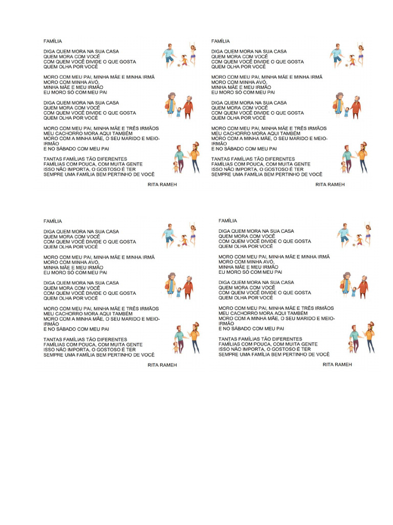 Letra Musica Familia - Rita Rameh | PDF