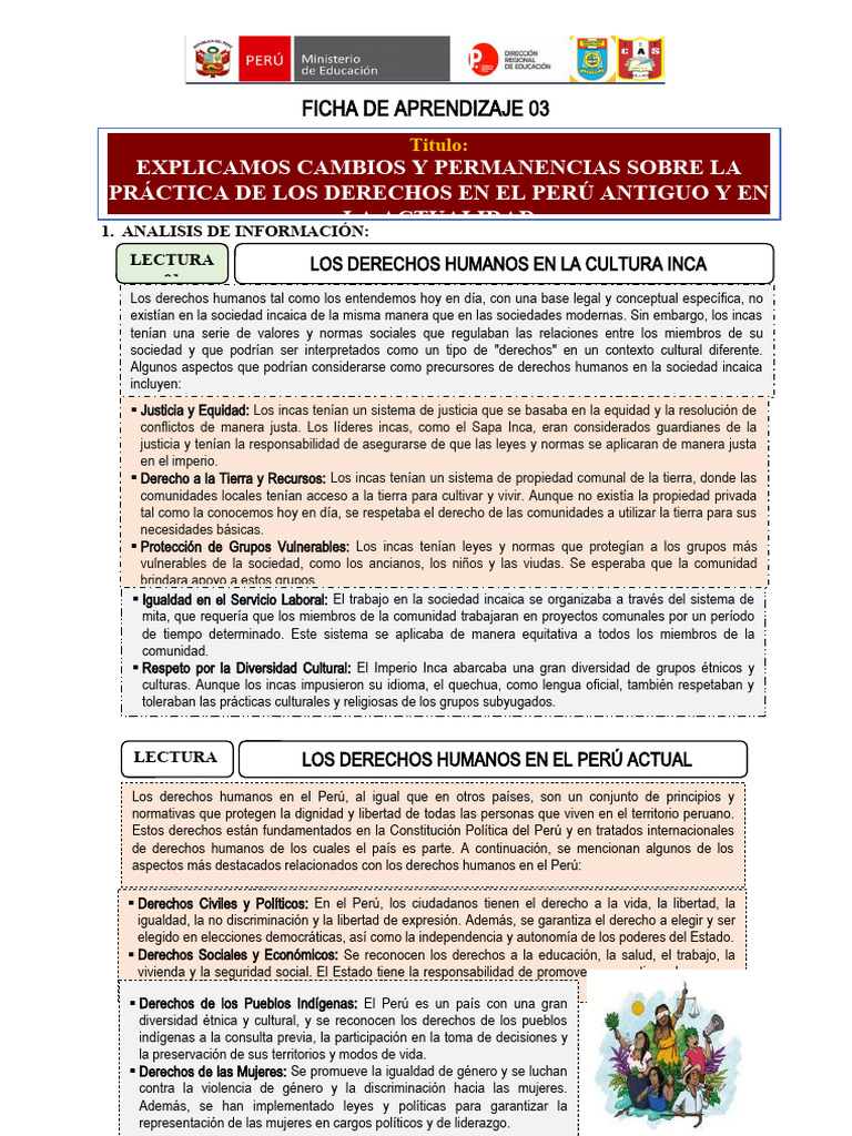 3 Ficha de Aprendizaje CCSS 2° Grado | PDF | Imperio Inca | Perú