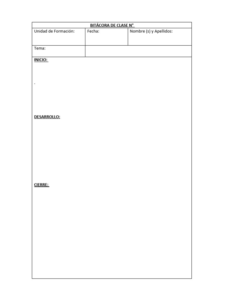 Bitácoras para Imprimir | PDF