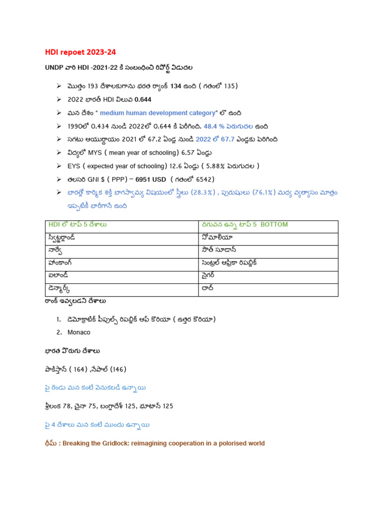 HDI Report 2024 | PDF