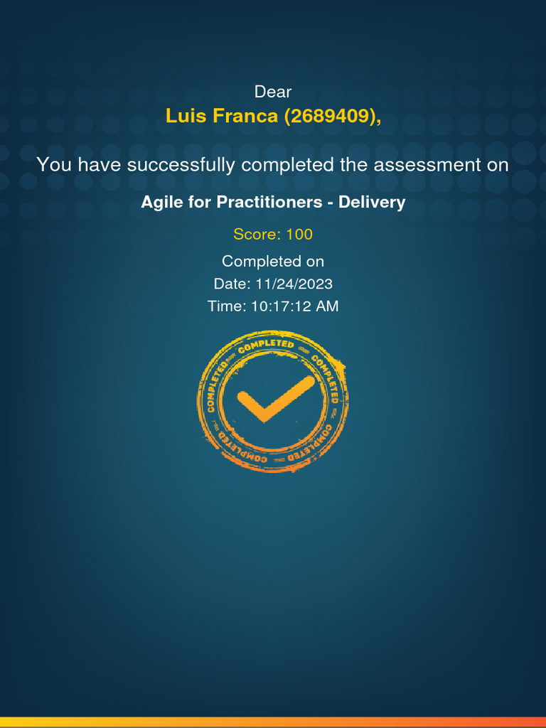 Agile For Practitioners - Delivery - Completion - Certificate | PDF