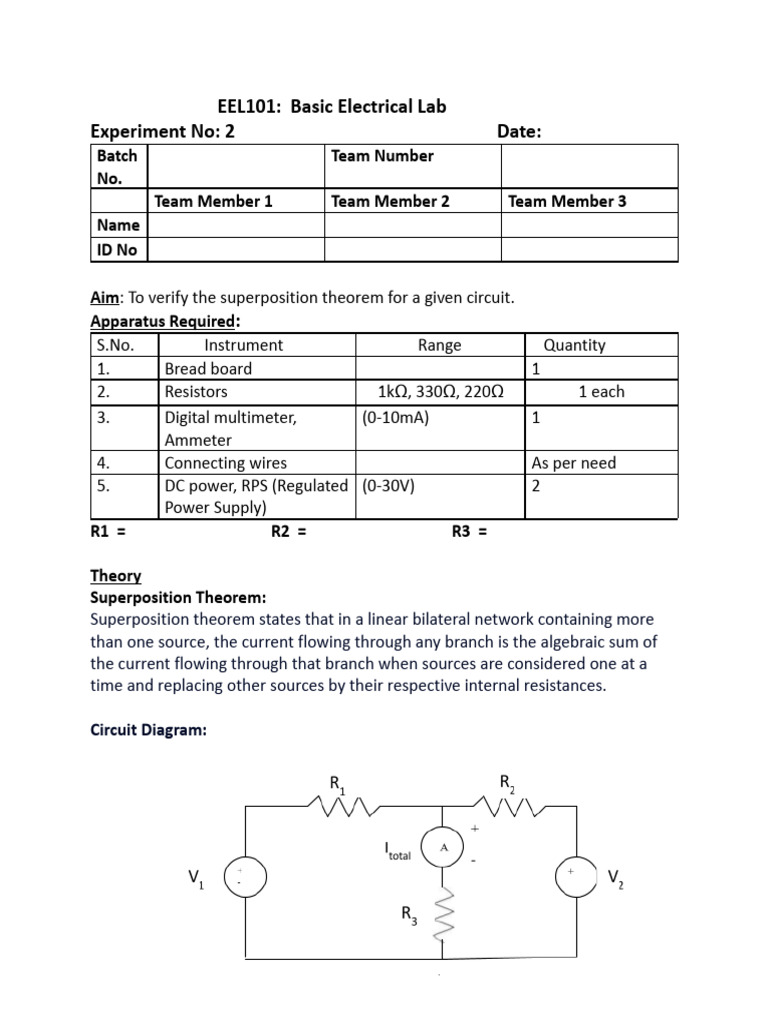 Eel101 Lab Manual E2 Network Theorems Pdf Electrical Network Resistor
