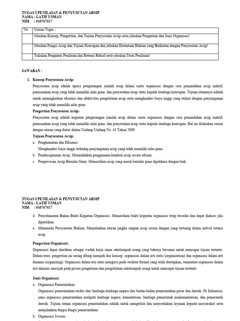 Penilaian & Penyusutan Arsip | PDF