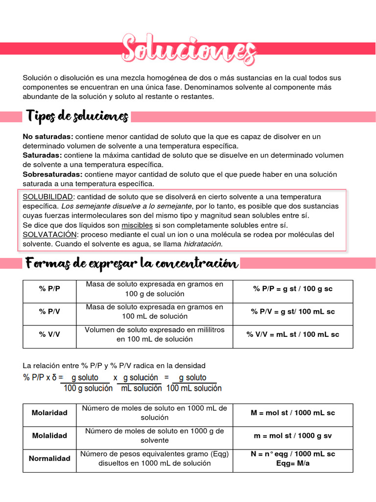 Soluciones y Propiedades Coligativas | PDF | Solubilidad | Mezclas Químicas Homogéneas