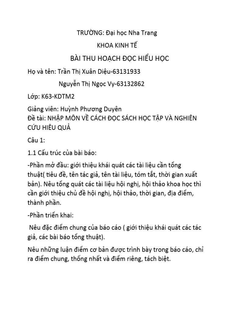 Tráº N Thá XuÃ N Diá U - Nguyá N Thá Ngá C Vy | PDF