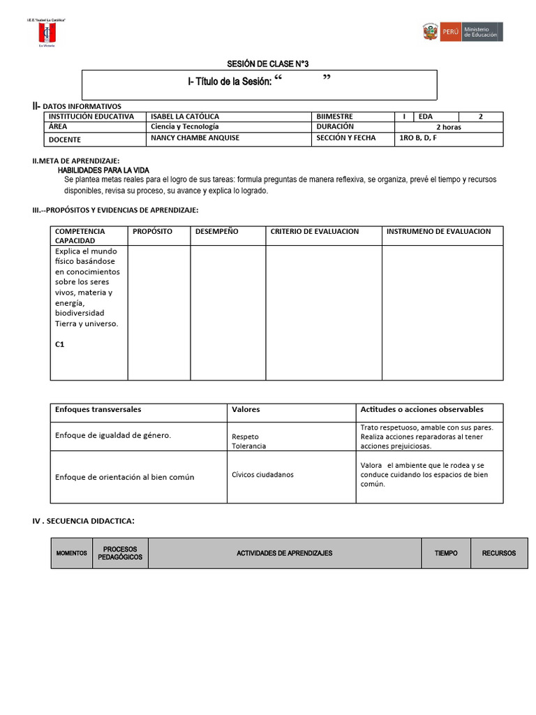 SESIÓN -MODELO 1RO 2024 | PDF | Evaluación | Aprendizaje SESIÓN -MODELO 1RO 2024 | PDF | Evaluación | Aprendizaje