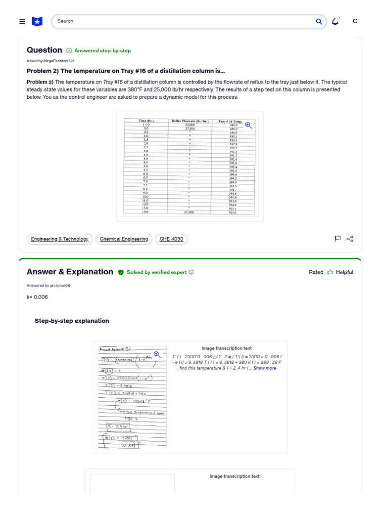 (Solved) Problem 2) The Temperature On Tray - 16 of A Distillation Column Is | PDF | Steady ...
