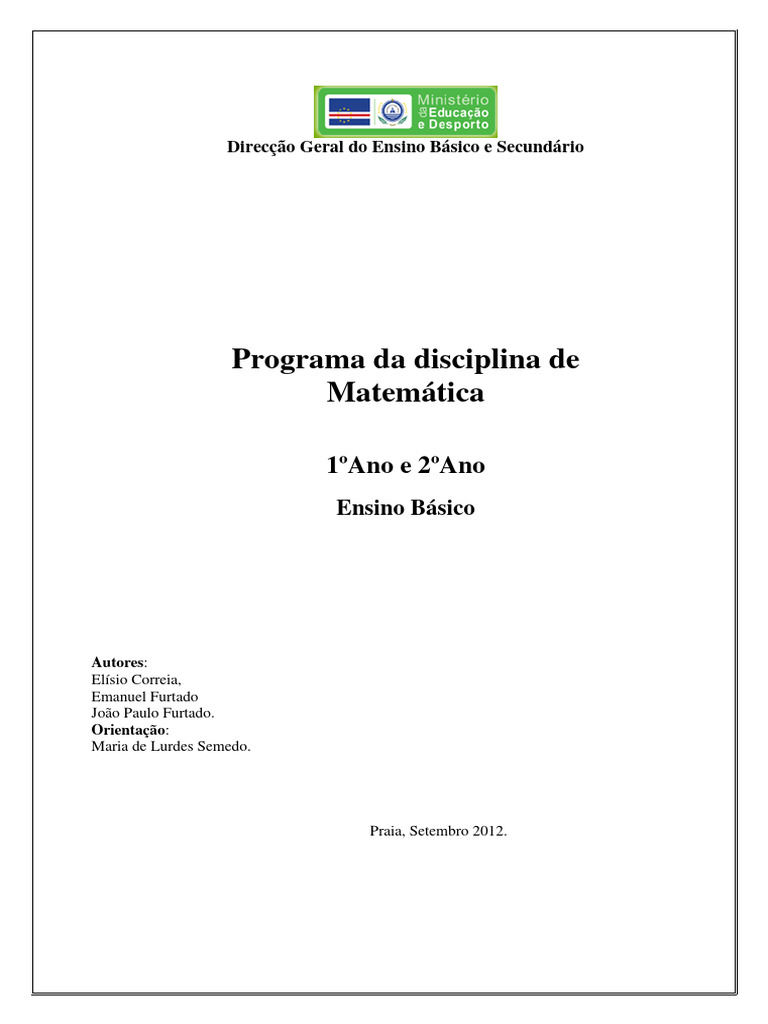 Programa de Matemática para 1º e 2º Ano | PDF | Aprendizado | Conhecimento