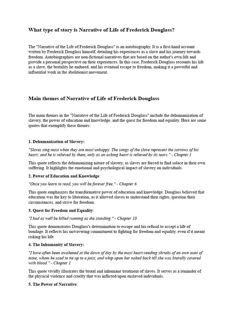 Narrative of Life of Fredrik Douglas Notes | PDF | Frederick Douglass ...