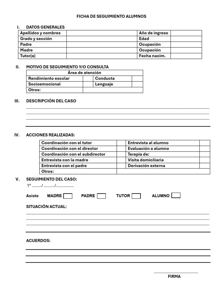 Ficha de Seguimiento Alumnos | PDF | Ciencias del comportamiento