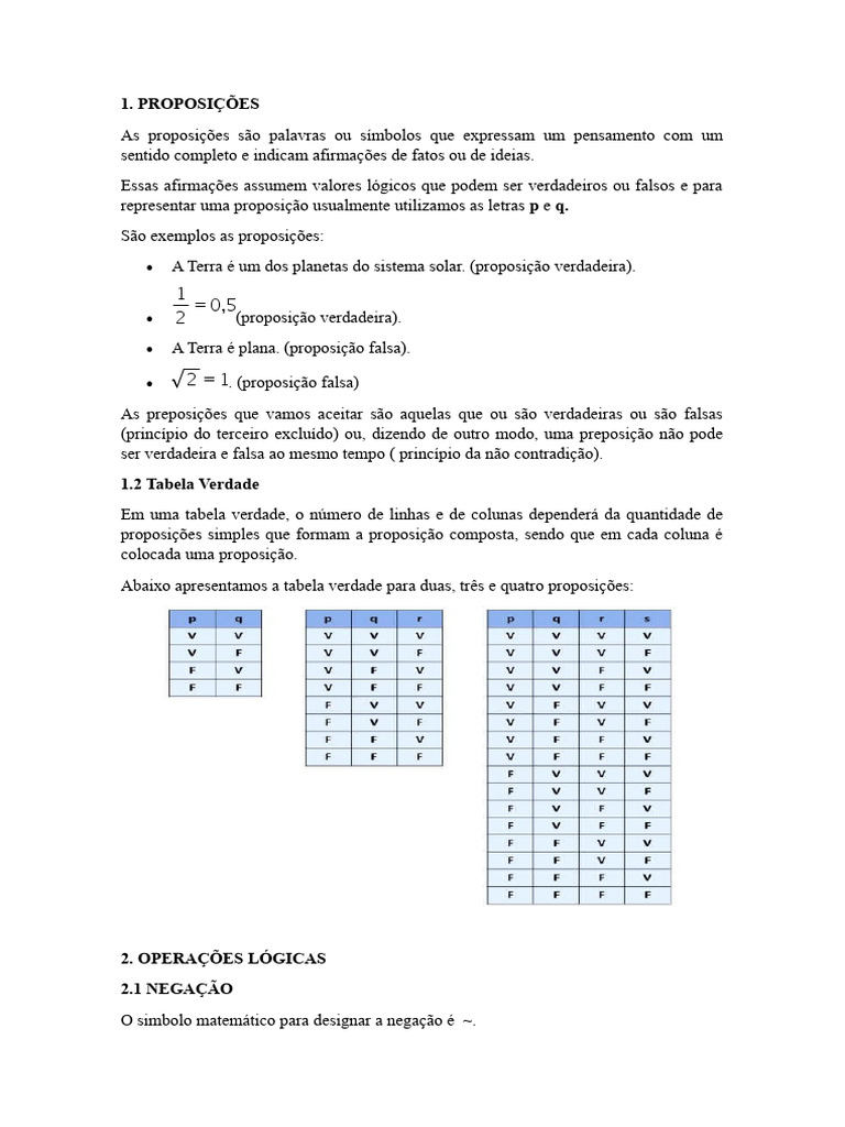 Lógica | PDF | Lógica matemática | Proposição
