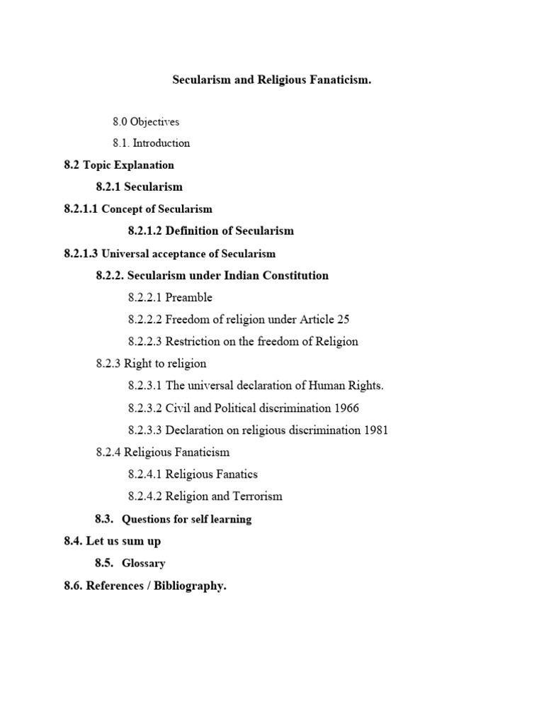 Secularism and Religious Fanaticism | PDF | Secularism | Freedom Of ...
