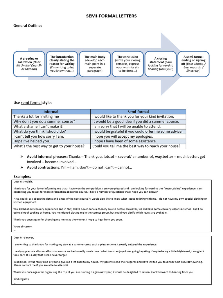 Guide to Writing Semi-Formal Letters | PDF | Madam