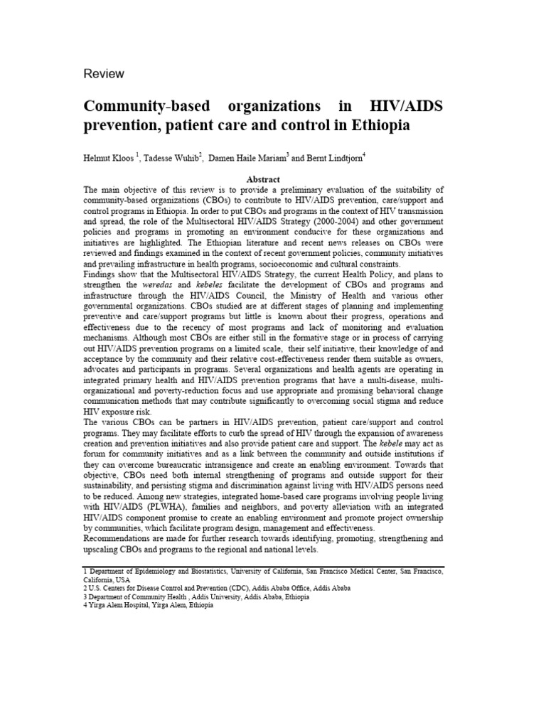 Community_Based_Organizations_in_HIV_AID | PDF | Hiv/Aids | Prevention ...