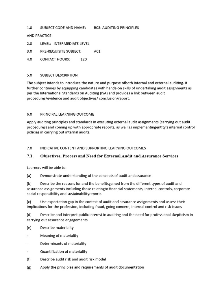 B03 - Auditing Principles | PDF | Internal Control | Audit