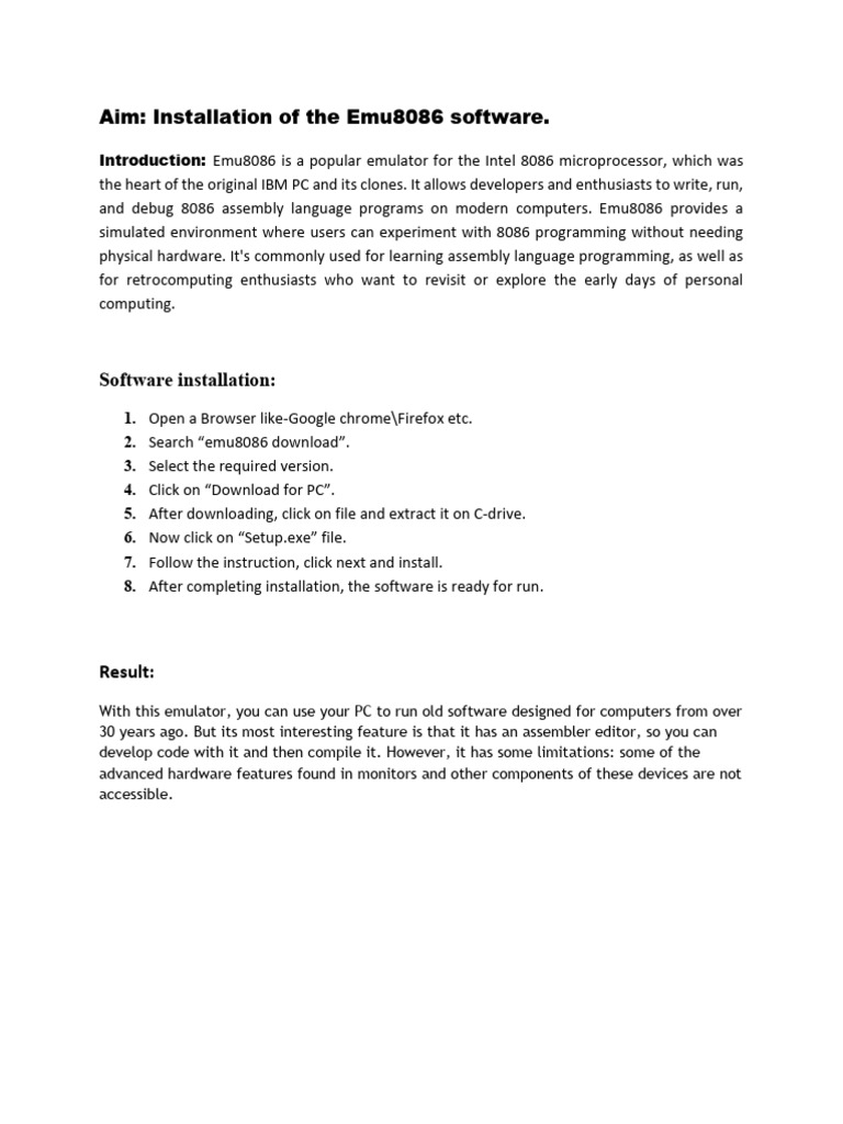Microprocessor Emu8086 Lab | PDF | Programming | Computer Program