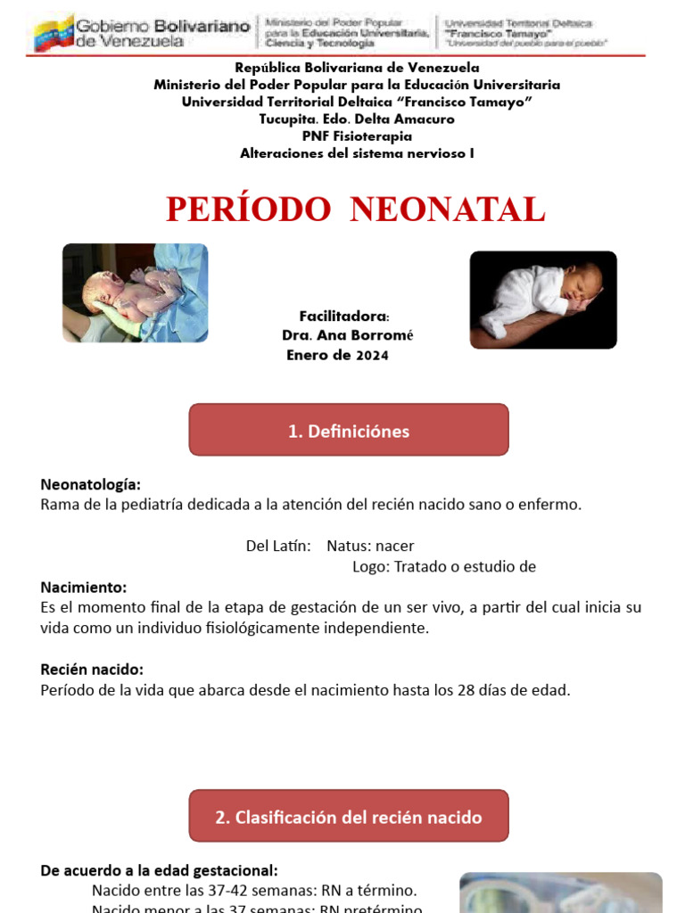 Período Neonatal 1 | PDF | Infantes | Parto