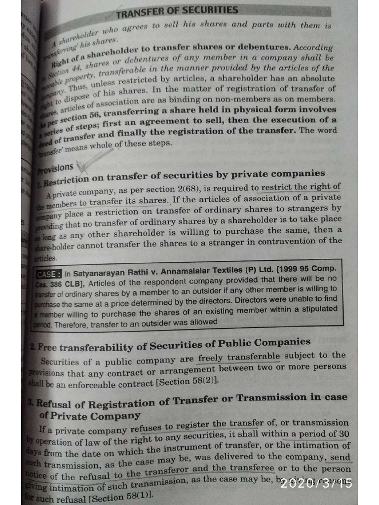 Transfer And Transmission Of Shares 1 Pdf
