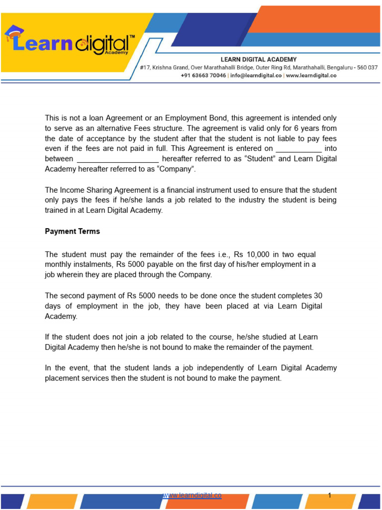 In Come Sharing Agreement | PDF | Payments | Business Law