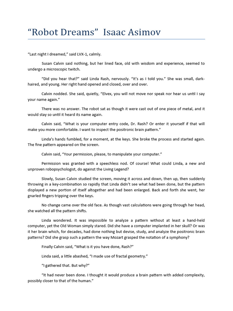 Robot Dreams Ce | PDF | Robot | Robotics