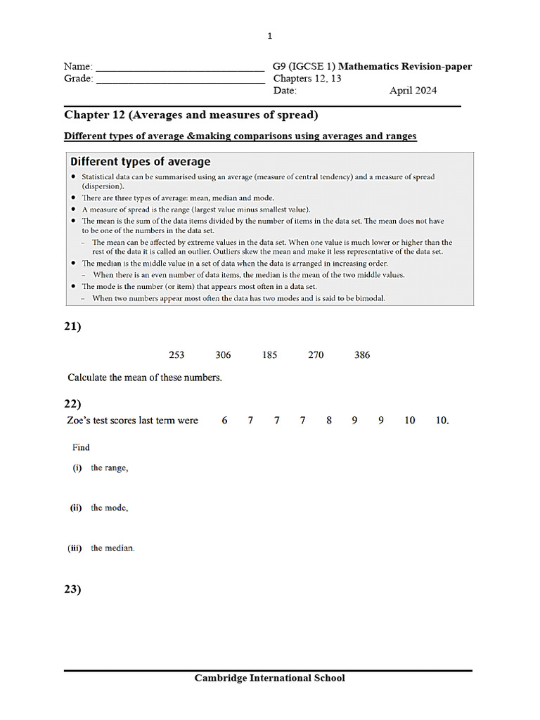 Httpcisk.cesk Edu.comuploadsschoolfilesRevision Papers Ch 12 13.PDF 2 | PDF