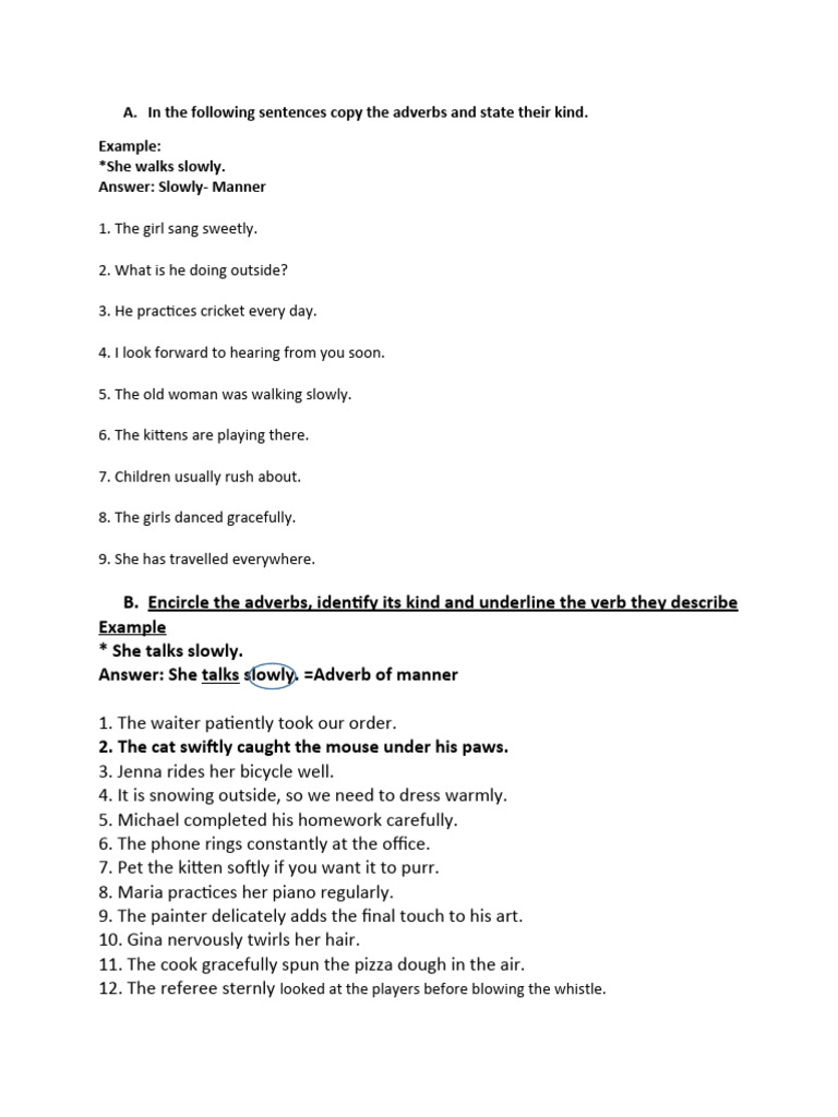 Adverb Activity | PDF
