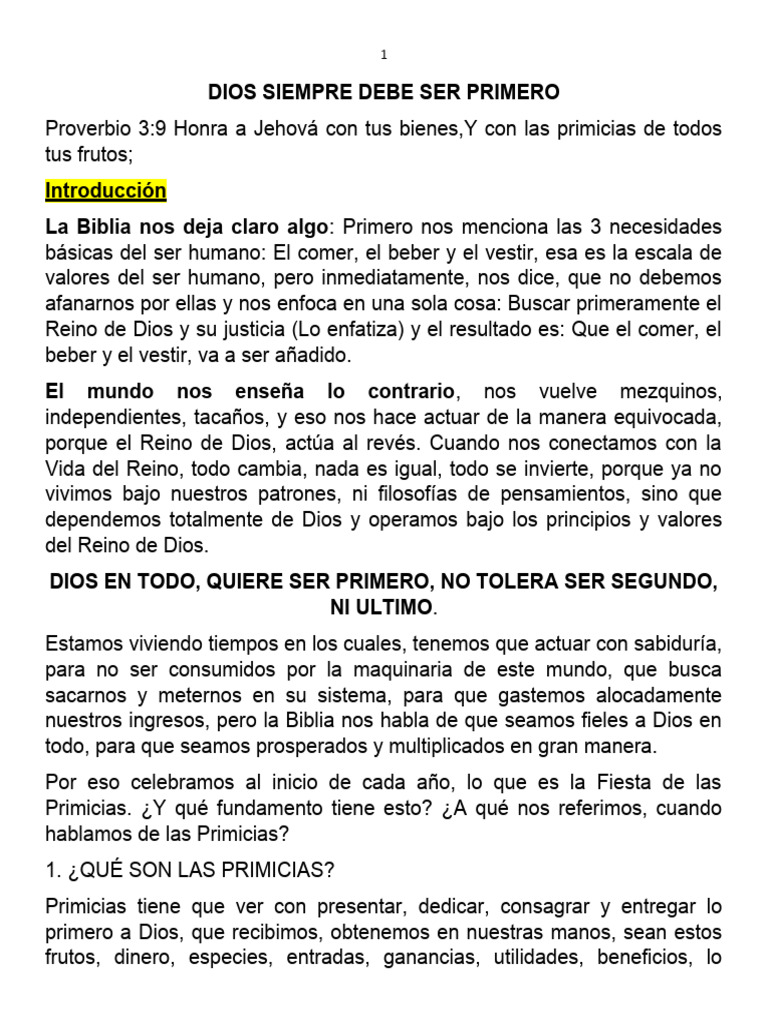 Dios Siempre Debe Ser Primero | PDF | Víspera | Creencia religiosa y ...