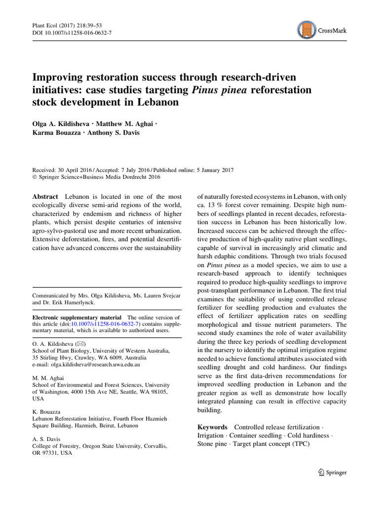 Improving Restoration Success Through Research-Driven Initiatives: Case ...