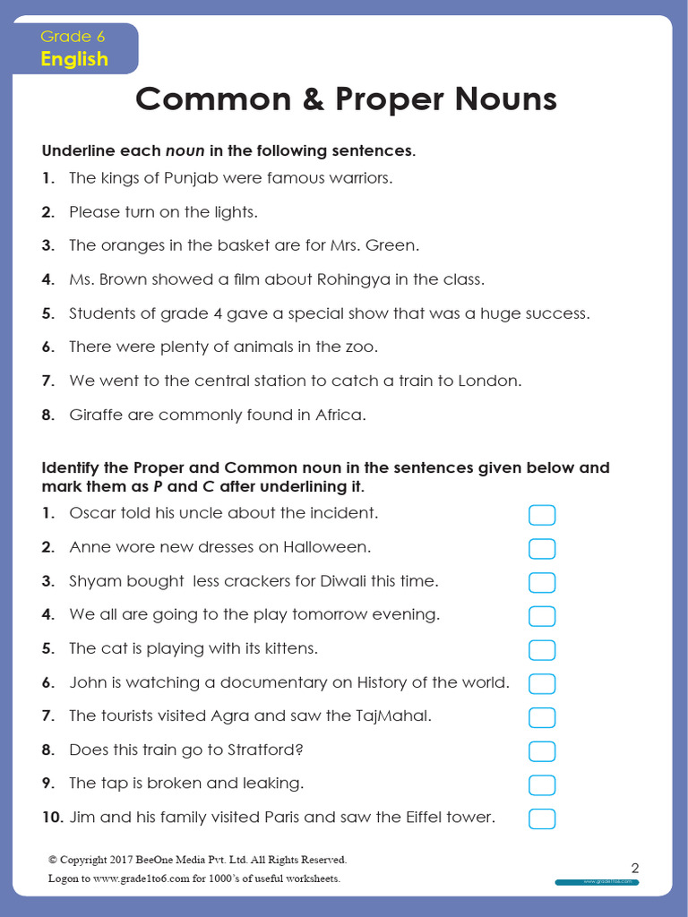 Common and Proper Nouns | PDF
