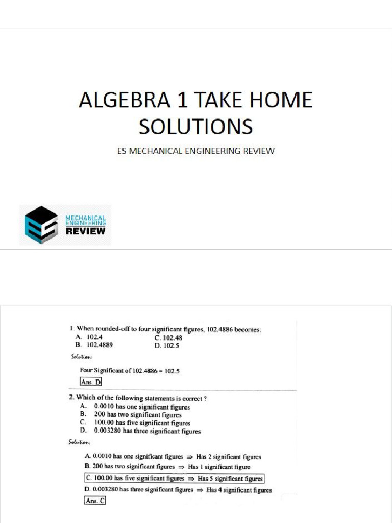 Algebra 1-Solutions | PDF