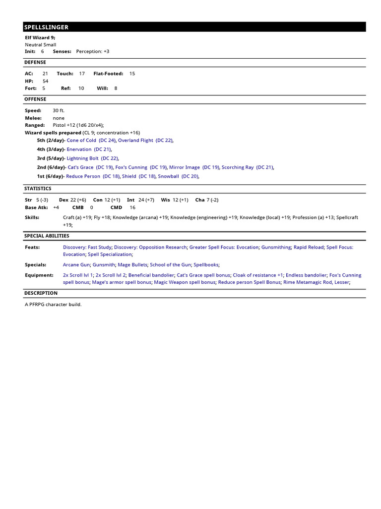 Spellslinger lvl9 | PDF | D20 System