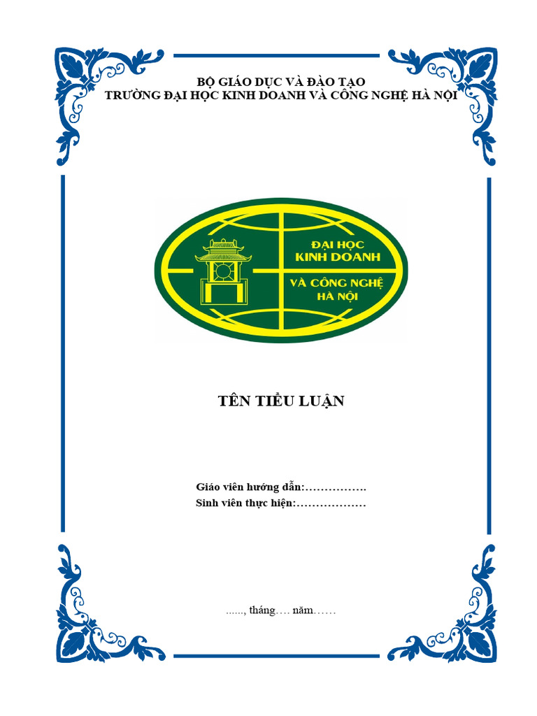 Mau Bia Bao Cao Truong Dai Hoc Kinh Doanh Va Cong Nghe Ha Noi | PDF