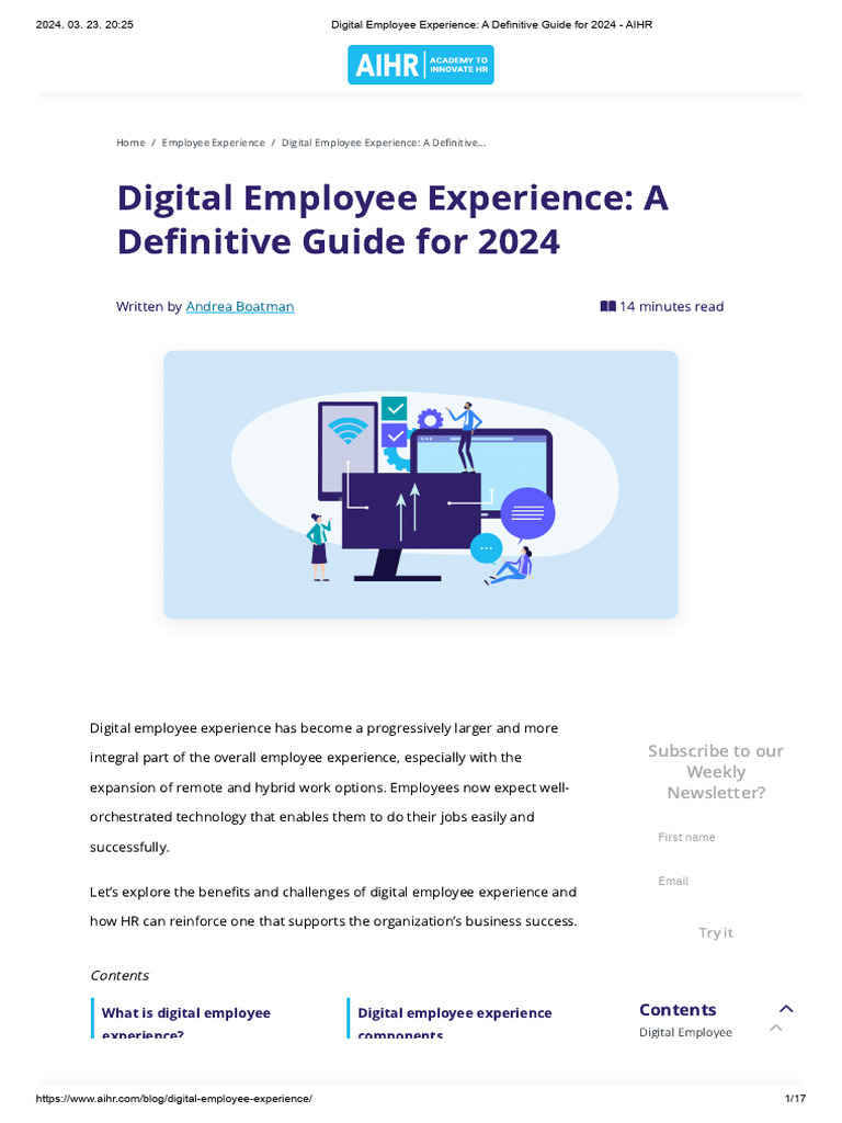 Digital Employee Experience - A Definitive Guide For 2024 - AIHR | PDF ...