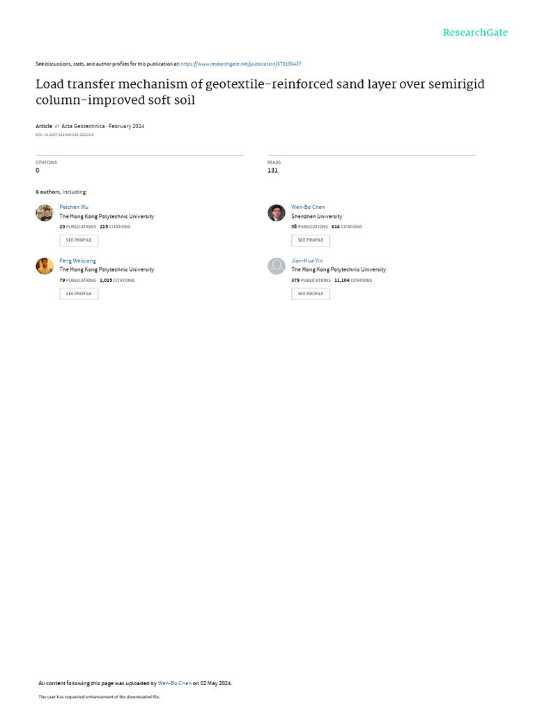 Load Transfer Mechanism of Geotextile-Reinforced Sand Layer Over ...
